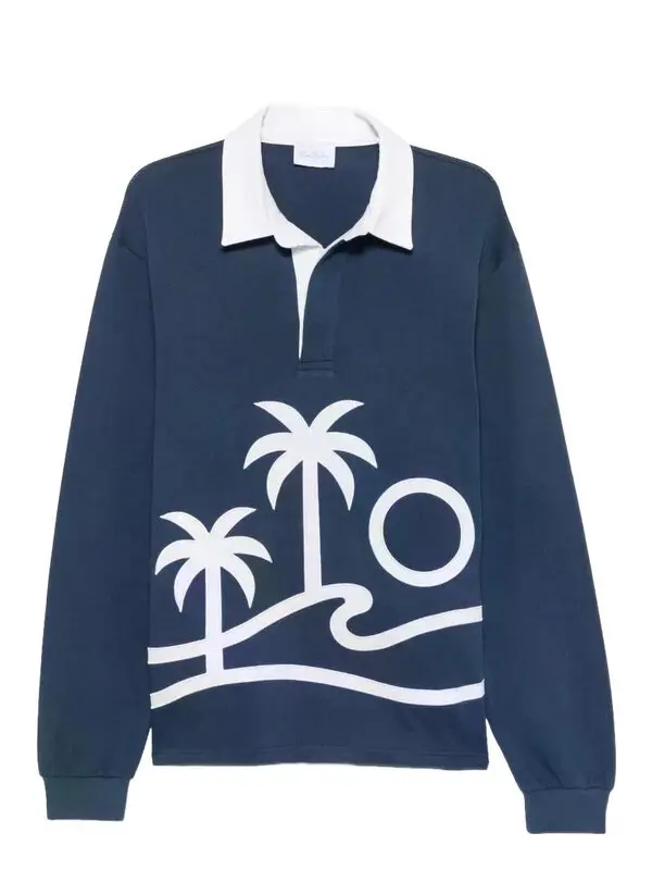 BLUE SKY INN Palm-embroidered Polo Shirt - Blue