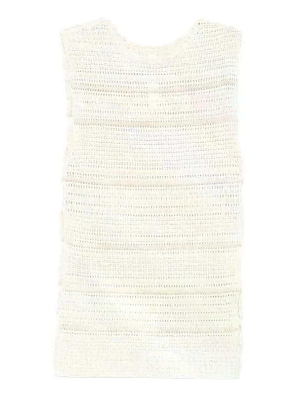 LAUREN MANOOGIAN Sleeveless Basket-weave Top - Neutrals