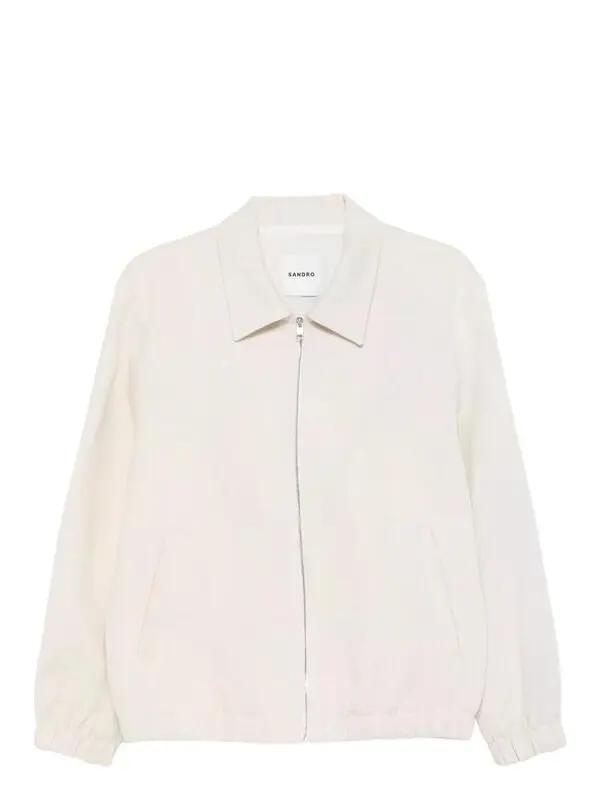 Sandro Zip-up Wing Collar Jacket - Neutrals