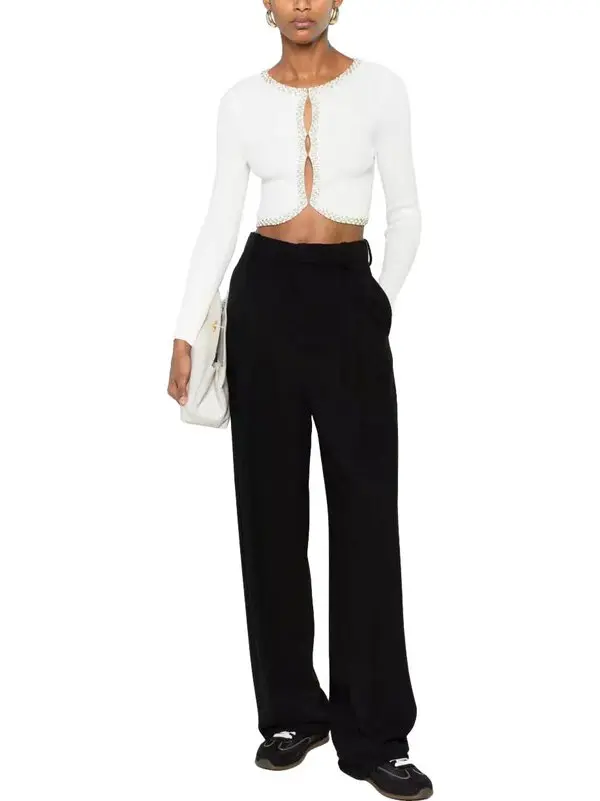 Sandro Rhinestone And Faux-pearl Embellished Cardigan - White