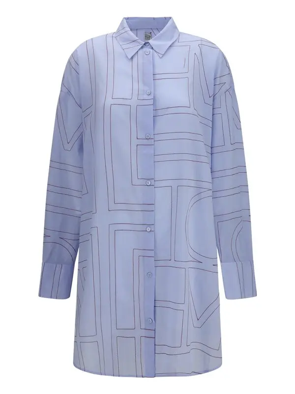 TOTEME Monogram Print Shirt Dress - Light Blue