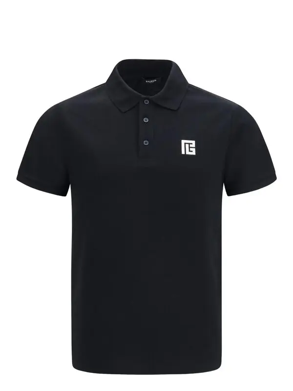 Balmain Pb Embroidered Logo Polo - Black