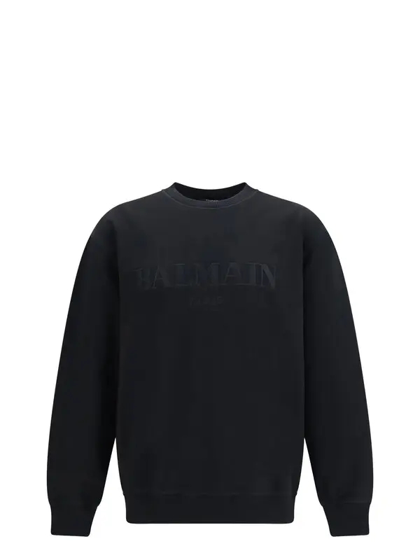 Balmain Vintage Embroidered Logo Sweatshirt - Black