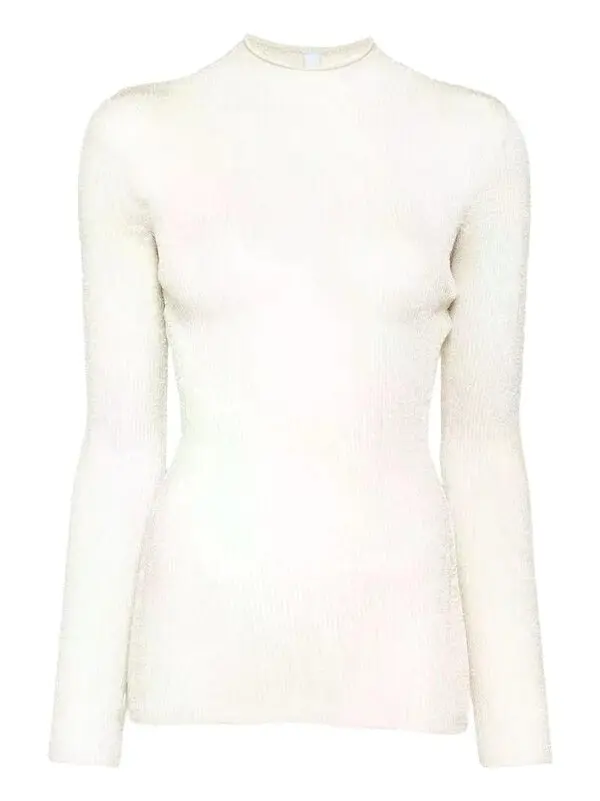 CFCL Metallic-effect Ribbed High Neck Top - Neutrals