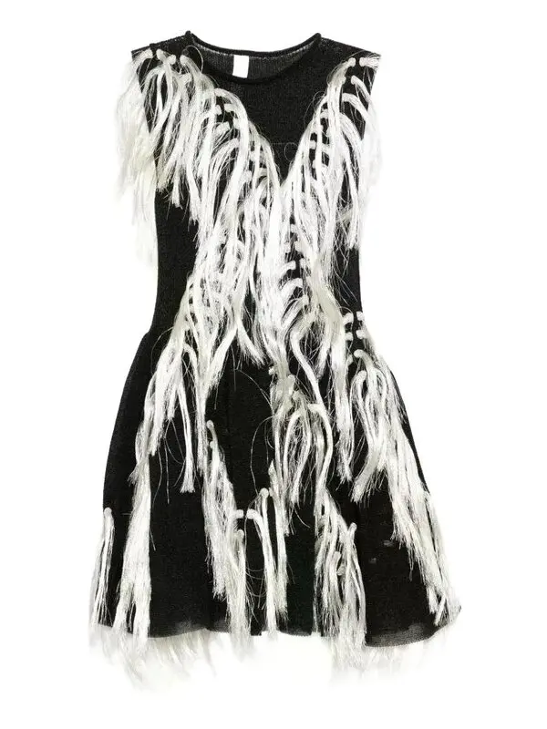 CFCL Sleeveless Top With Fringe Trim - Black