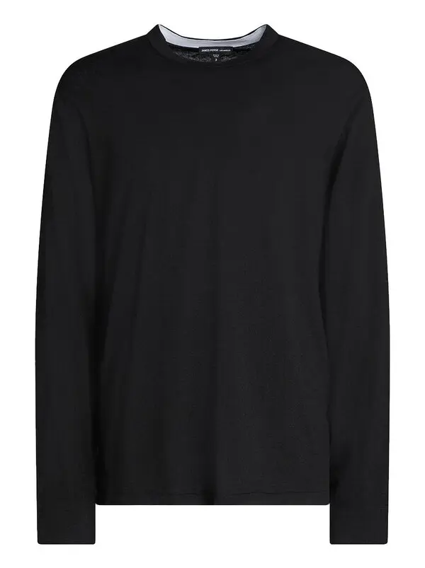 JAMES PERSE Linen-blend Knit Sweater With Side Slits - Black