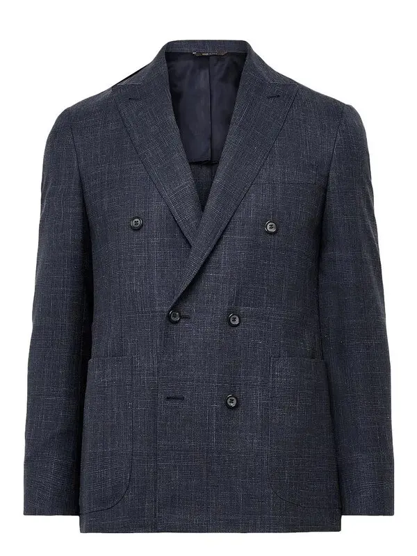 Canali Slimfit Doublebreasted Cupro Suit Jacket - Navy
