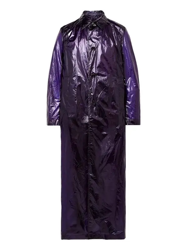 Dries Van Noten Crinkled Shell Trench Coat - Purple