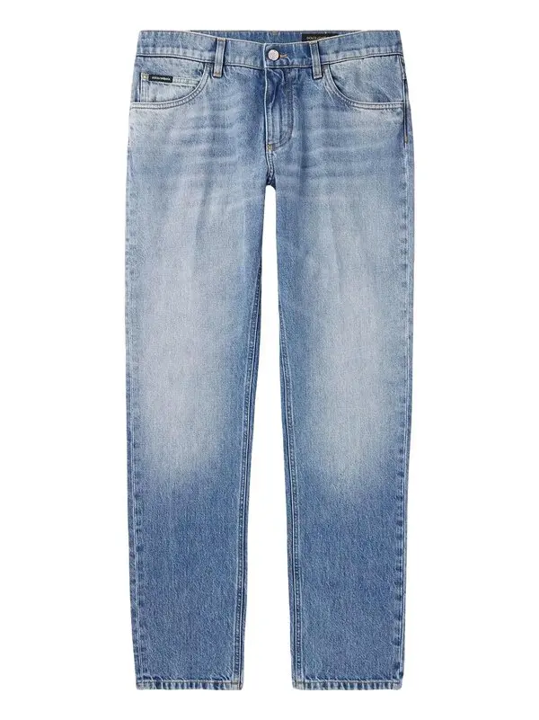 Dolce & Gabbana Slim-fit Logo-appliquéd Denim Jeans - Mid Denim