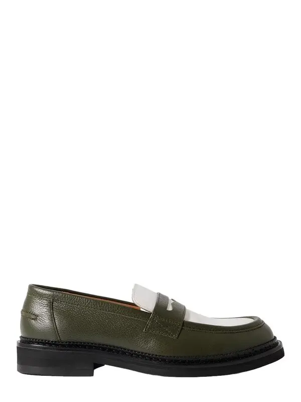 Mr P. Jacques Two-tone Leather Penny Loafers - Forest Green