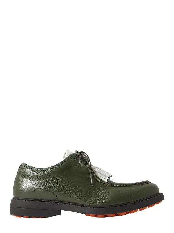 Mr P. Derby Fringed Lace-up Leather Shoes - Forest Green