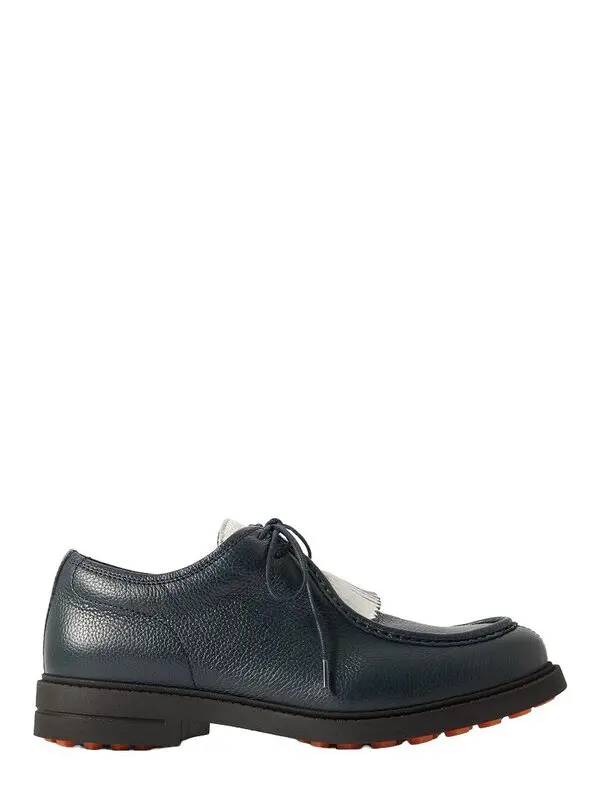 Mr P. Derby Fringed Lace-up Leather Shoes - Navy