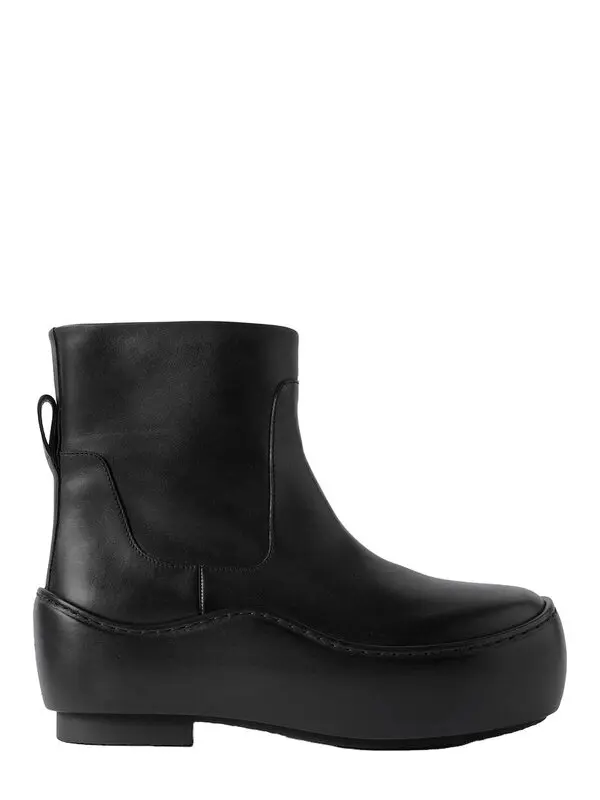JIL SANDER Exaggerated Sole Leather Chelsea Boots - Black