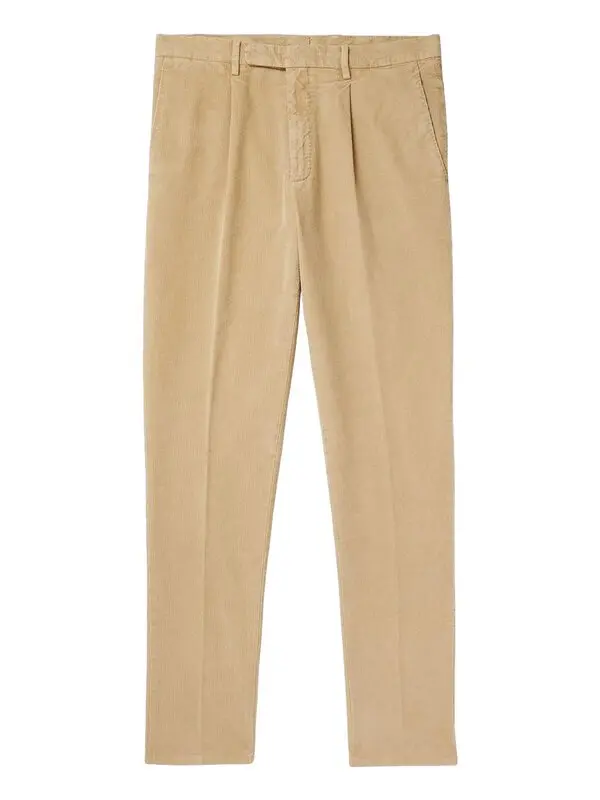 Boglioli Slim-fit Pleated Cotton-blend Corduroy Suit Trousers - Beige