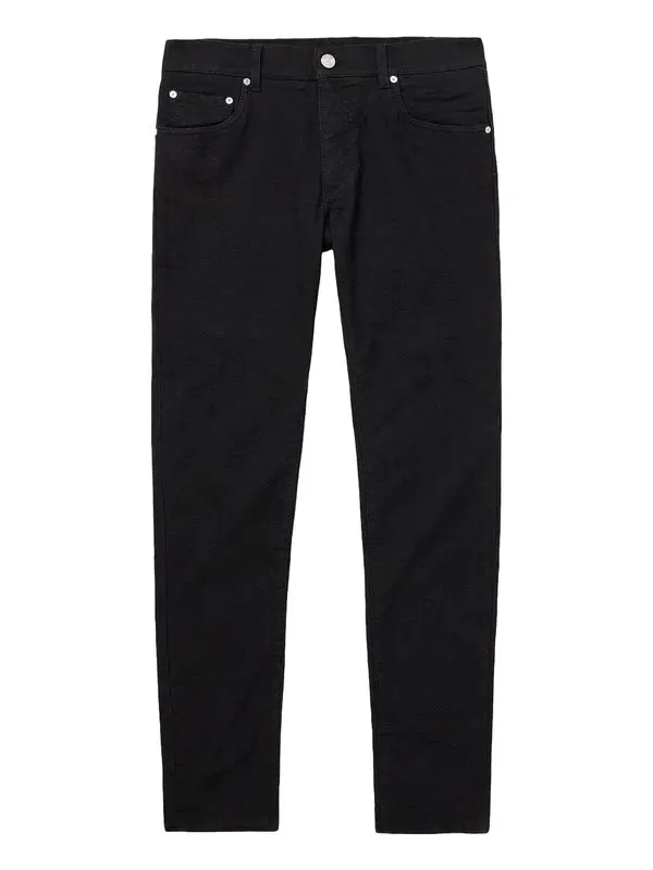 Etro Slim Fit Paisley Jacquard Cotton-blend Pants - Black