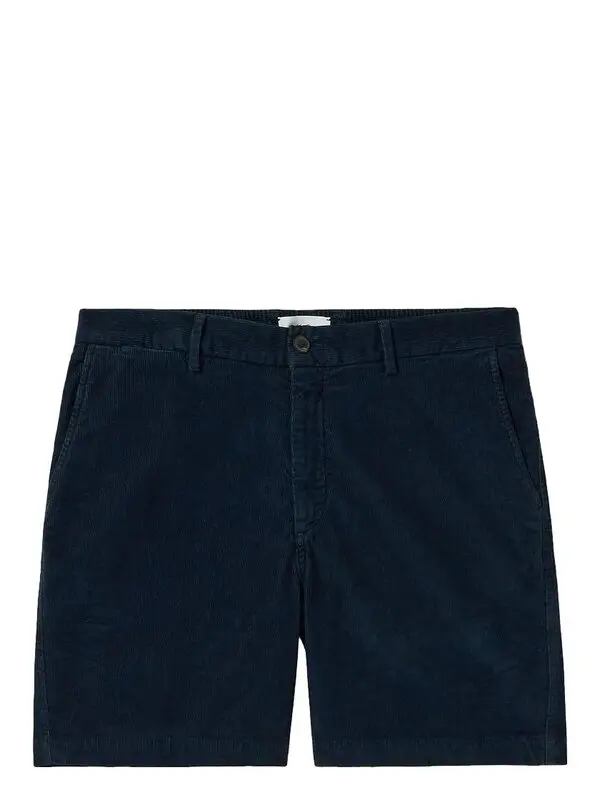 Mr P. Straight-leg Cotton-blend Corduroy Shorts - Navy