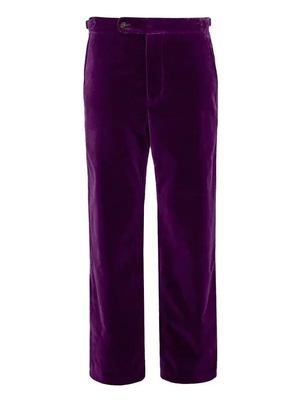 BODE Straight-leg Cotton-velvet Pants With Side Stripes - Purple