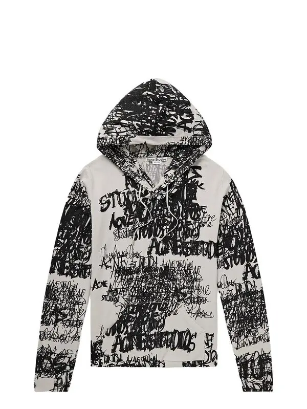 Acne Studios Kews Chaos" Printed Jersey Hoodie - Stone