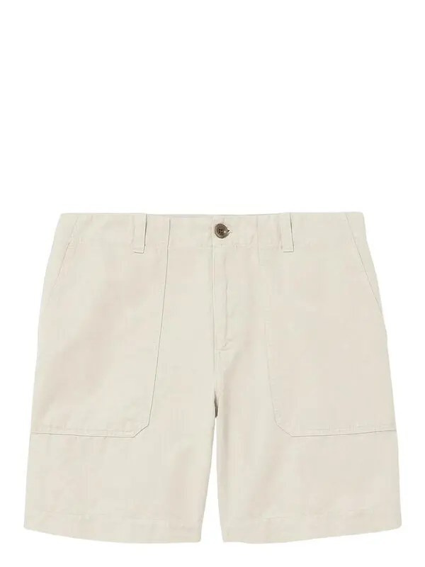 Mr P. Straight Leg Cotton And Linen-blend Cargo Shorts - Beige