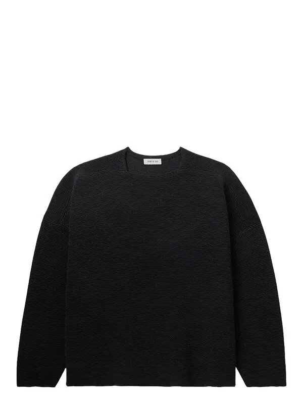 Fear Of God Ribbed Wool Pullover With Logo Appliqu - Black