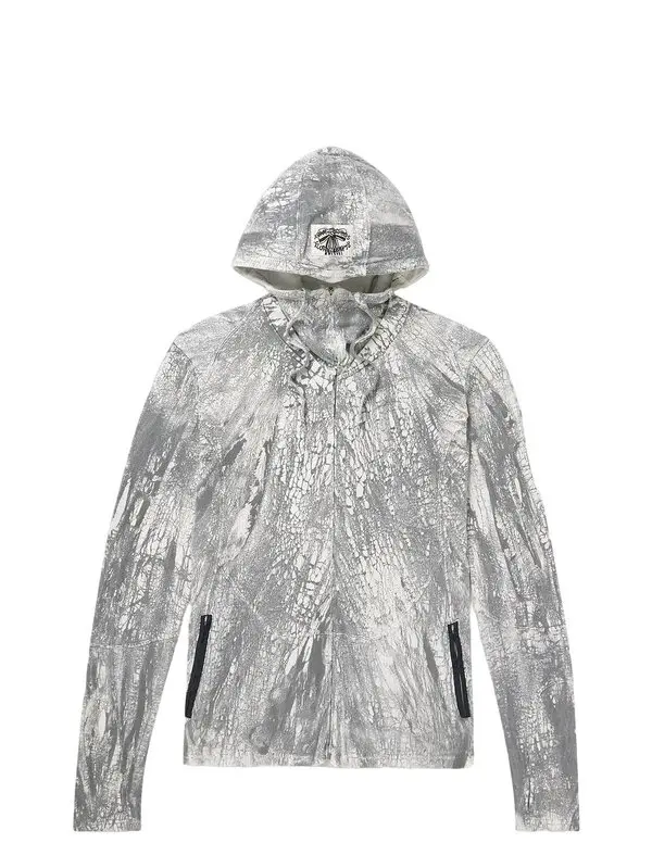Acne Studios Printed Cotton-jersey Zip-up Hoodie - Gray