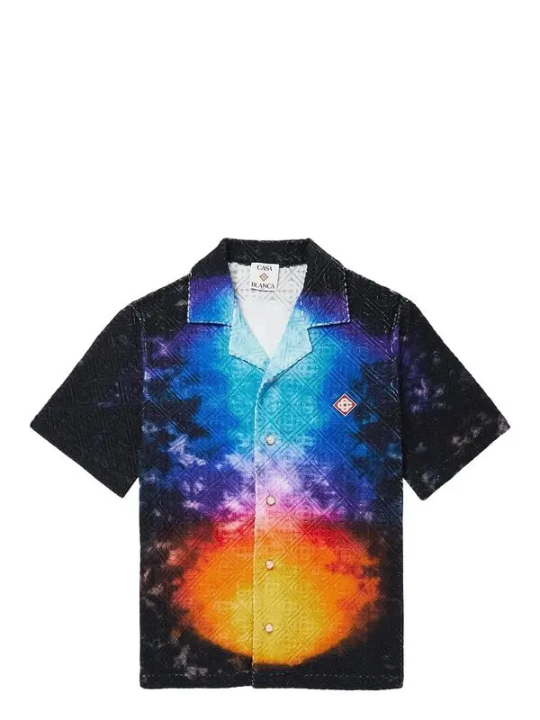 Casablanca Logoappliquéd Tiedyed Jacquardknit Cottonblend Terry Shirt - Multicolor