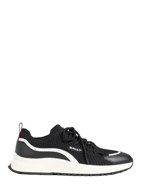 Bally Daryel Leather And Stretch-knit Sneakers - Black