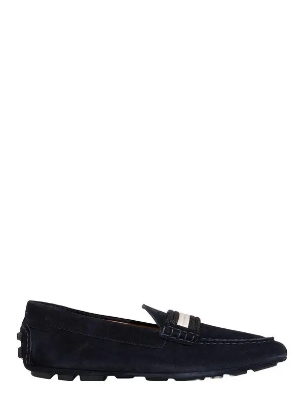 Bally Kansan Suede Driving Shoes With Canvas Trim - Navy