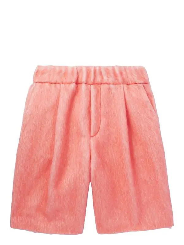 Dries Van Noten Pleated Brushed Alpaca And Wool-blend Shorts - Coral