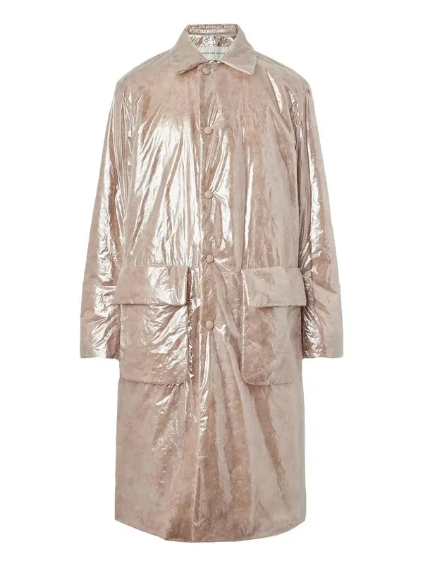 Dries Van Noten Padded Coated Shell Coat - Beige