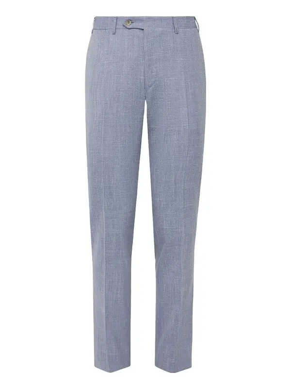 Canali Kei Slim-fit Wool, Silk, And Linen-blend Suit Pants - Light Blue