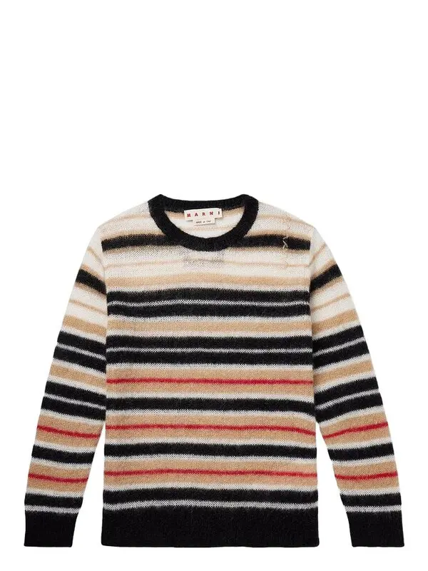 Marni Striped Brushed Mohair-blend Sweater - Black