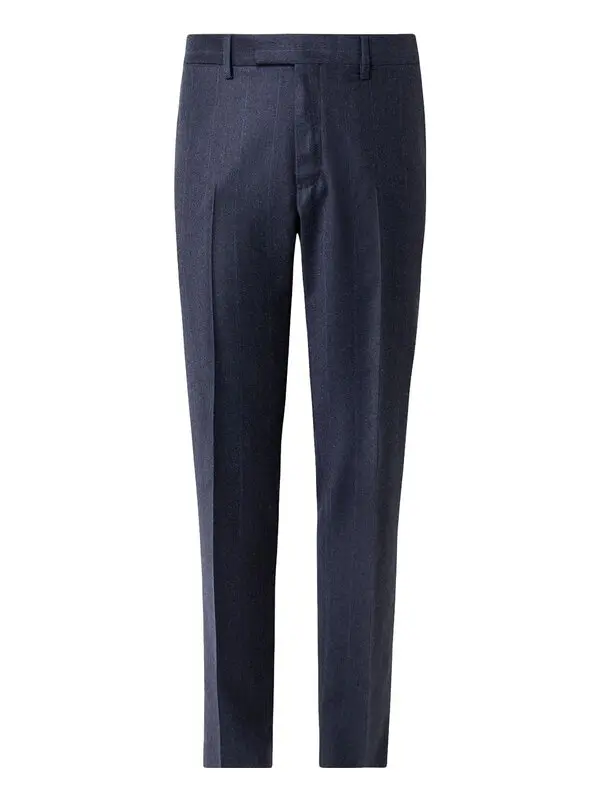 Mr P. Wool Flannel Pinstriped Suit Pants - Navy