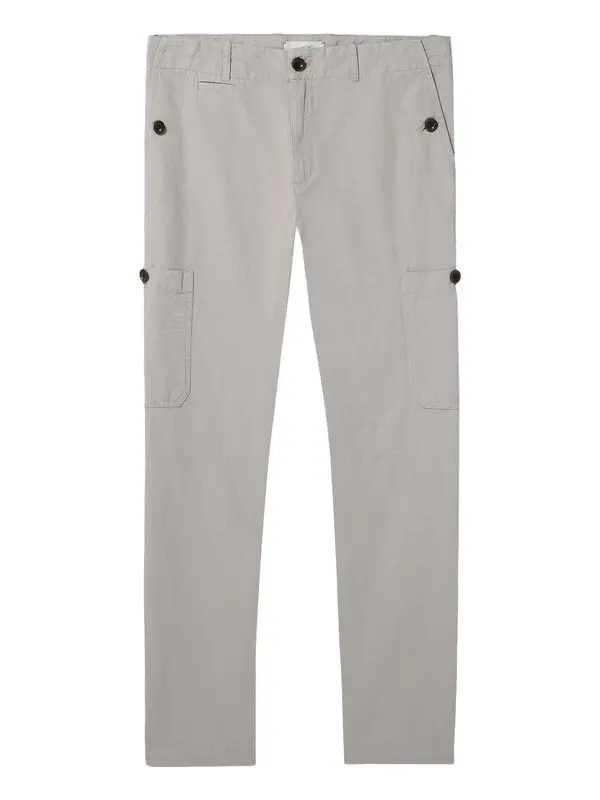 Mr P. Samuel Straight-leg Garment-dyed Cotton And Linen-blend Twill Cargo Pants - Light Gray