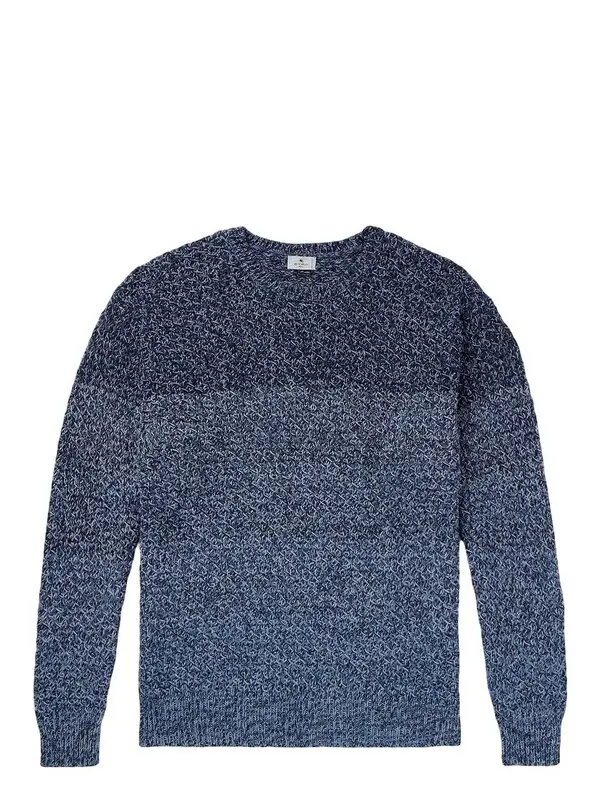 Etro Degradé Cotton-jacquard Sweater - Navy