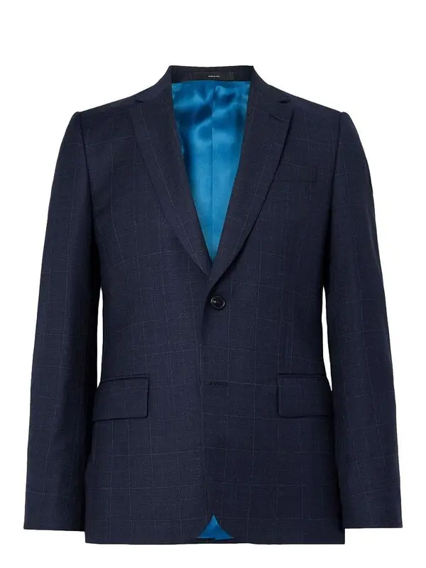 Paul Smith Soho Prince Of Wales Checked Wool Suit Jacket - Navy