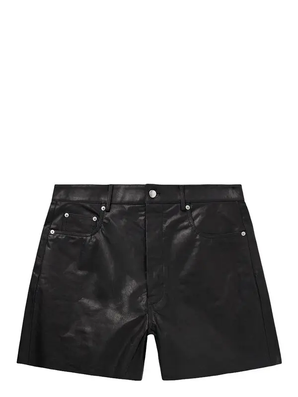 Rick Owens Geth Wide-leg Leather Shorts - Black