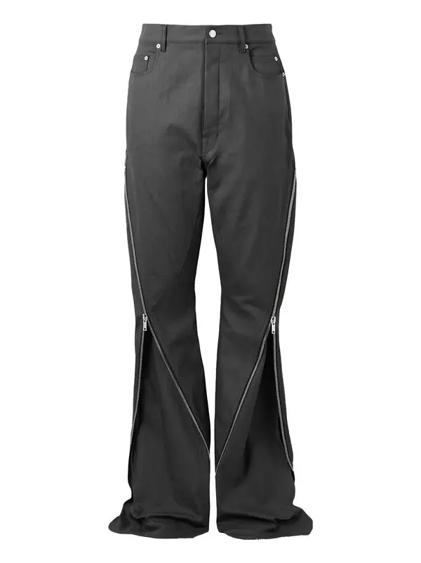 Rick Owens Waxed Slim Fit Jeans With Zip Detail - Black
