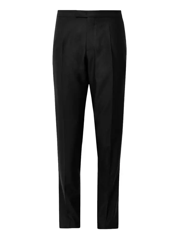 Boglioli Slimfit Straightleg Satintrimmed Woolblend Tuxedo Pants - Black