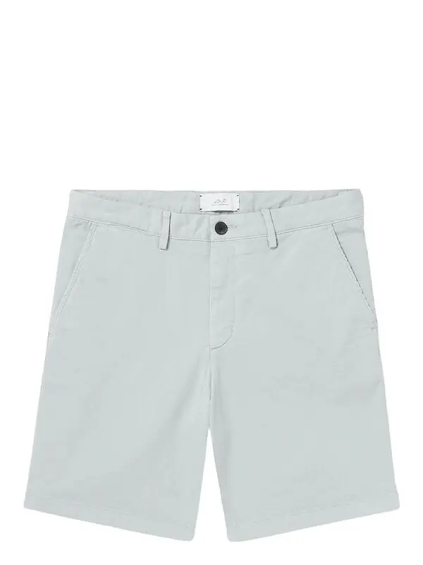 Mr P. Straight-leg Garment-dyed Cotton-blend Twill Bermuda Shorts - Light Gray