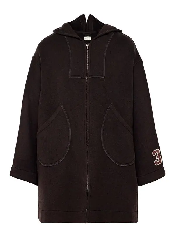 BODE Sideline Appliquéd Wool-felt Coat - Chocolate