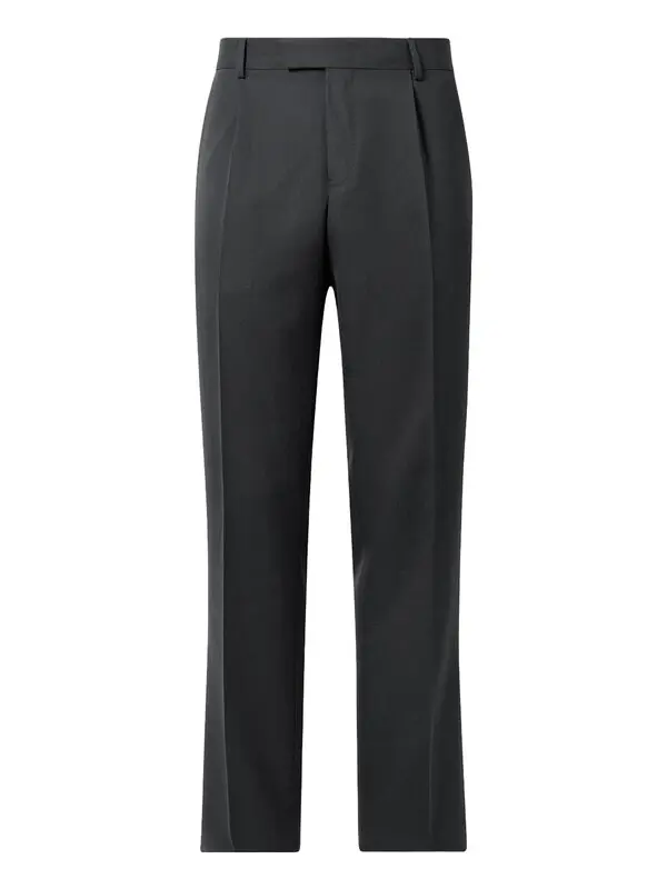 Mr P. Straight-leg Pleated Twill Suit Trousers - Dark Gray
