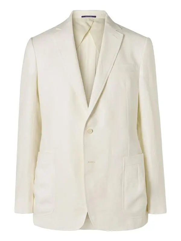 Ralph Lauren Purple Label Hayden Slim Fit Linen Half-belt Suit Jacket - Ivory