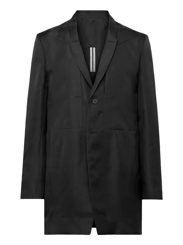 Rick Owens Lido Slimfit Silk Grain De Poudre Blazer - Black