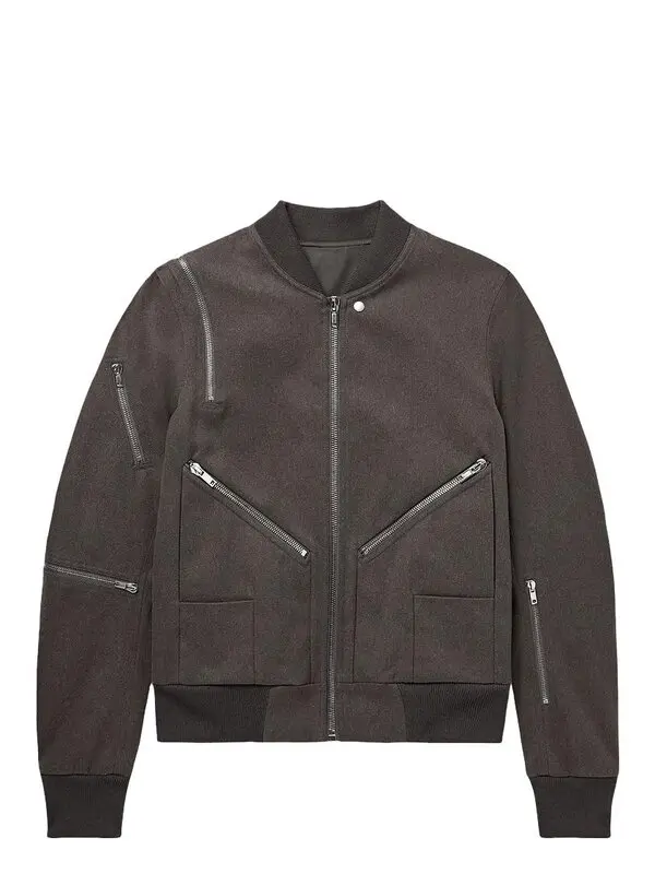 Rick Owens Bonotto Flight Zip-detailed Cotton Drill Bomber Jacket - Dark Brown
