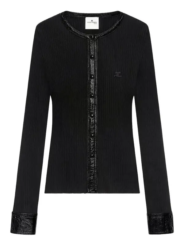 COURREGES Ribbed-knit Cardigan - Black