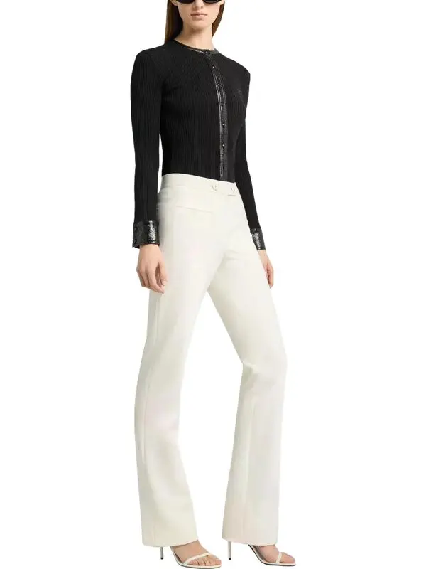 COURREGES Ribbed-knit Vinyl-trim Cardigan - Black