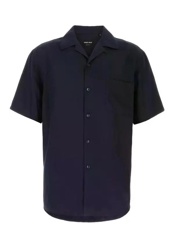 Giorgio Armani Short-sleeved Camp-collar Shirt - Blue