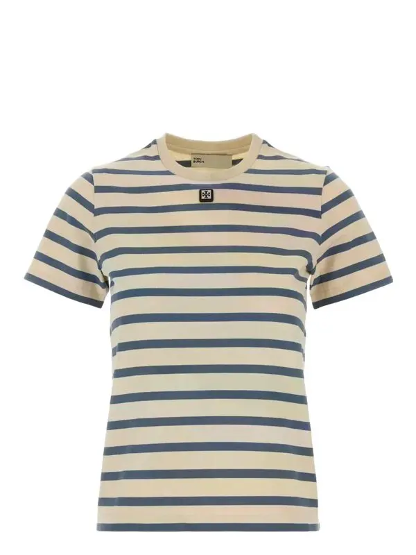 Tory Burch Striped Cotton T-shirt - Neutrals