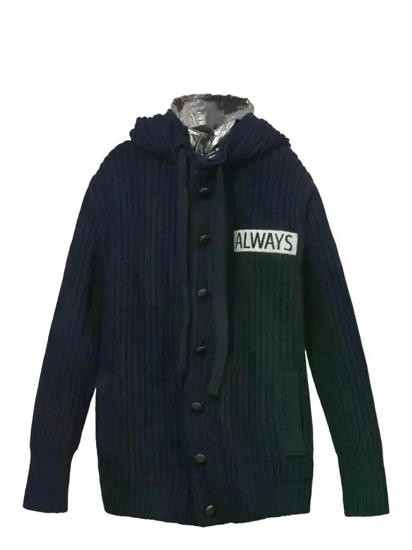 Valentino Garavani Metallic Hood Rib Knit Jacket - Blue